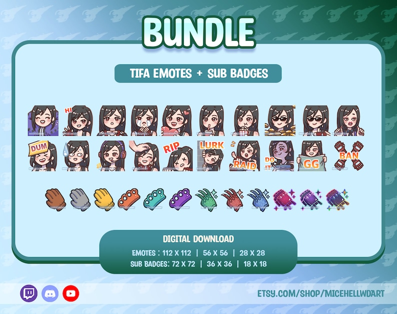 Tifa Emotes - Twitch | Discord Bundle - Etsy