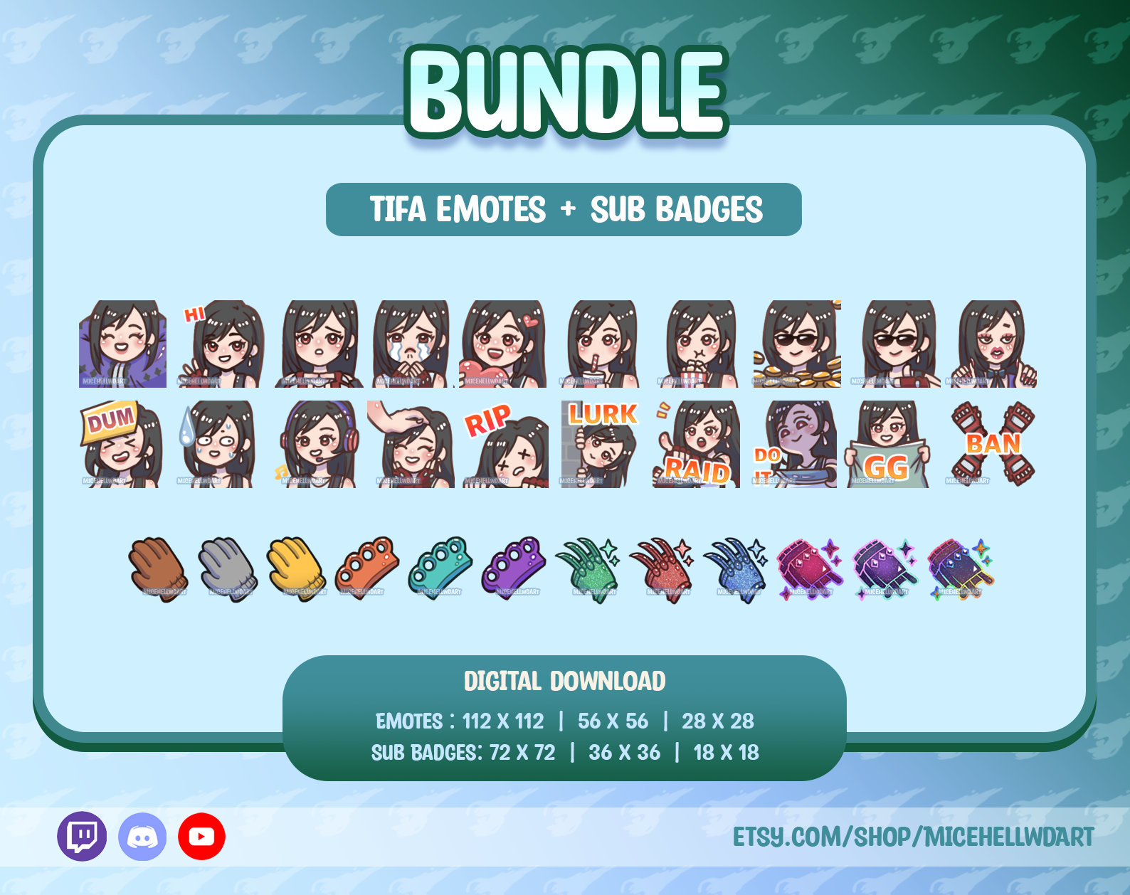Tifa Emotes - Twitch | Discord Bundle - Etsy
