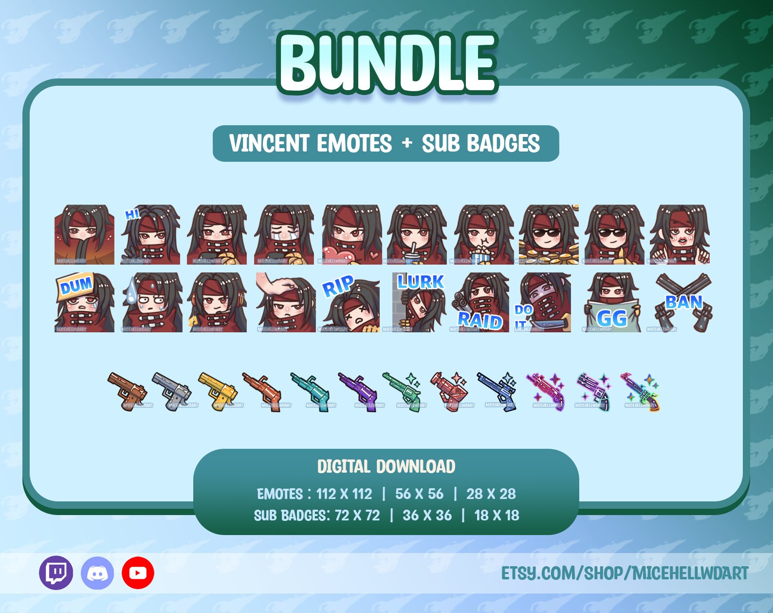 Vincent Emotes - Twitch | Discord Bundle - Etsy