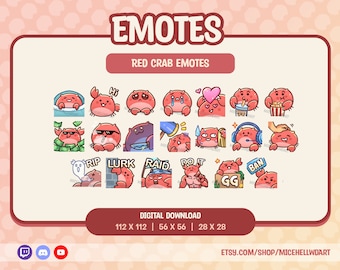 Red 13 Emotes Twitch Discord Bundle - Etsy