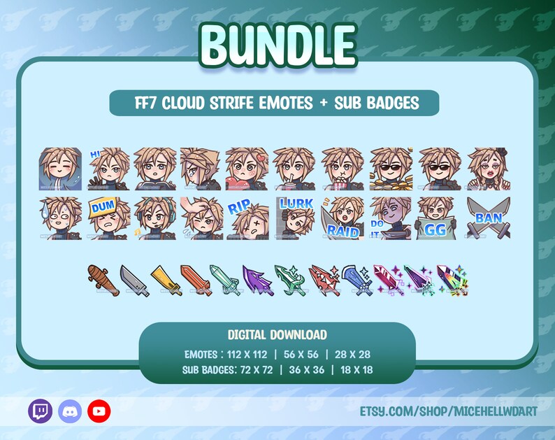Twitch Discord Bundle FF7 Cloud - Etsy