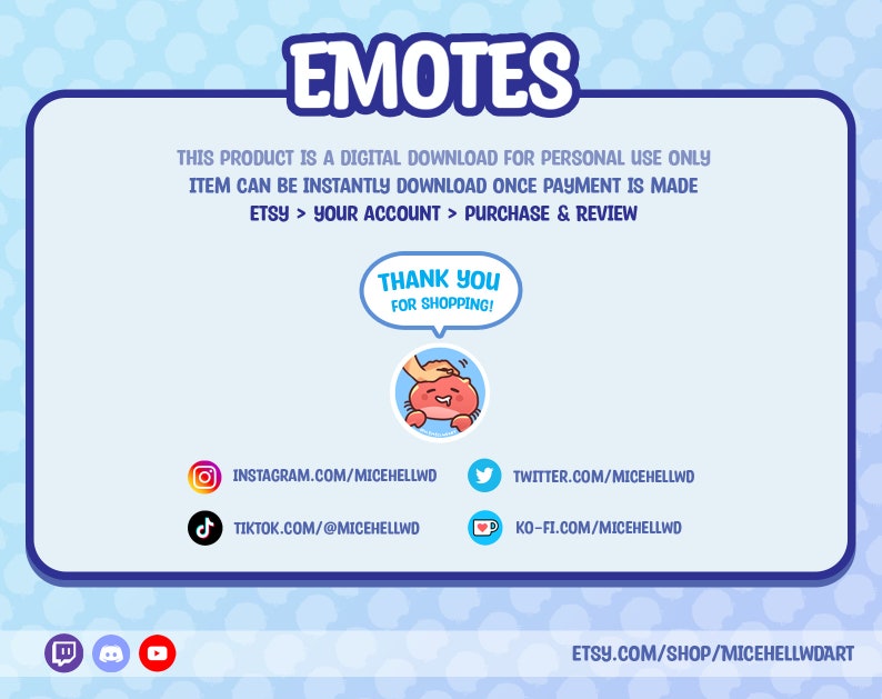Blue Crab Emote - Twitch | Discord - Etsy