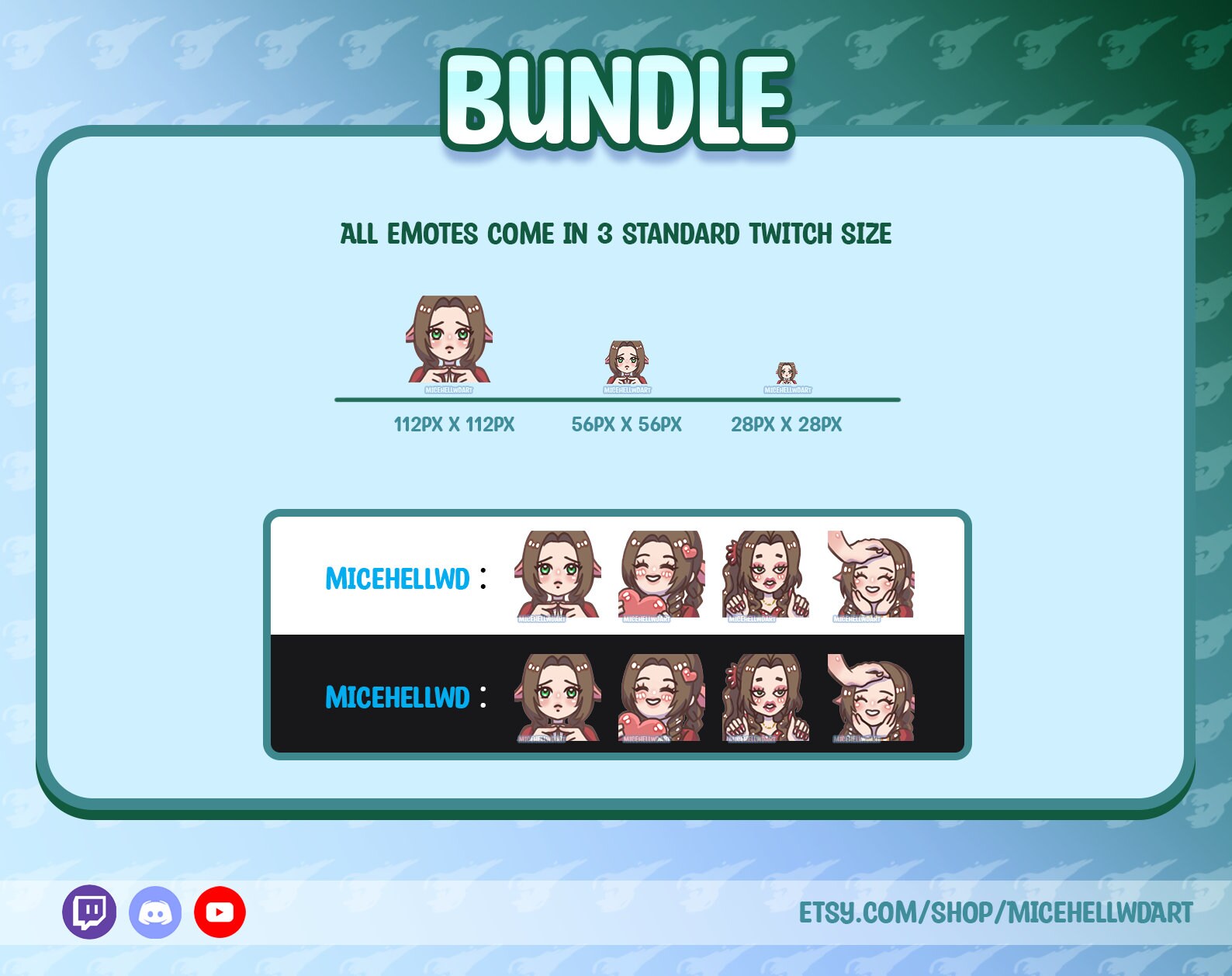 Aerith Emotes - Twitch | Discord Bundle - Etsy