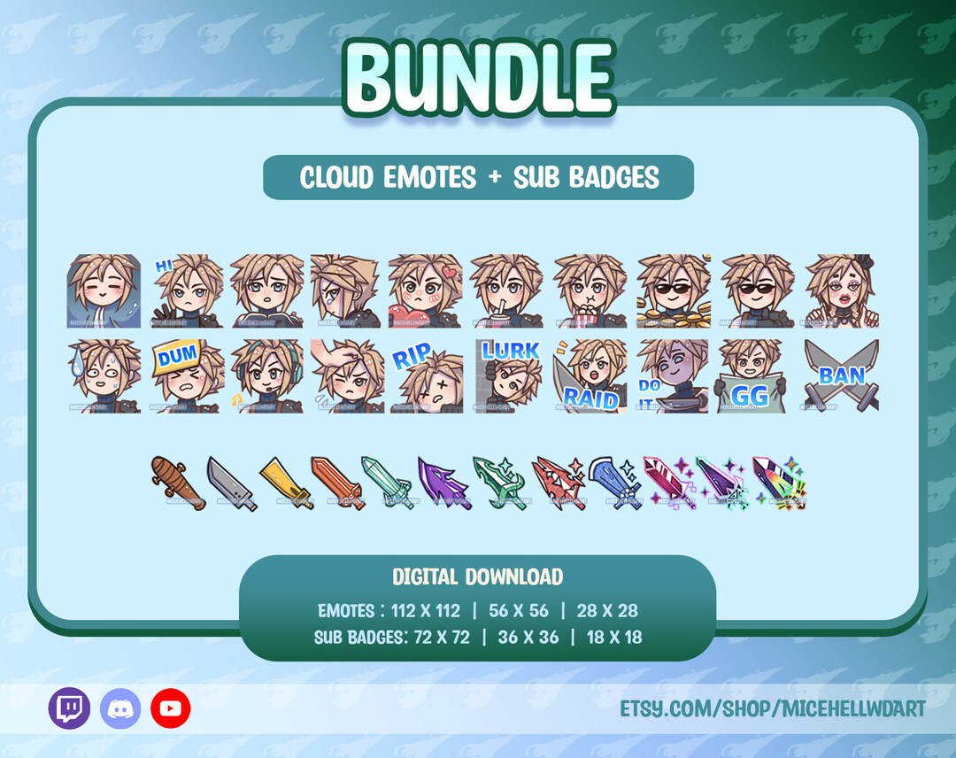 Cloud Emotes - Twitch | Discord Bundle - Etsy