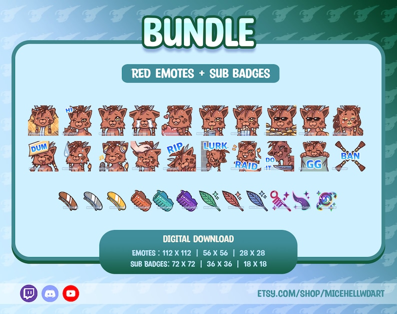 Red 13 Emotes - Twitch | Discord Bundle - Etsy