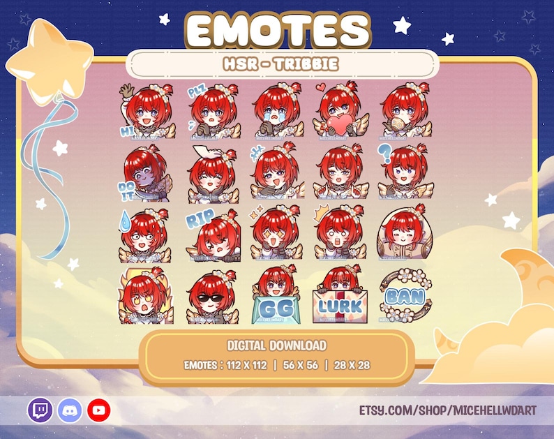 HSR Tribbie Emotes - Twitch | Discord - Etsy