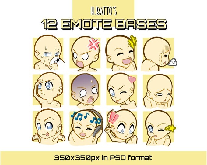 Base Emotes for Twitch or Discord, Draw Your Own Emotes - Etsy