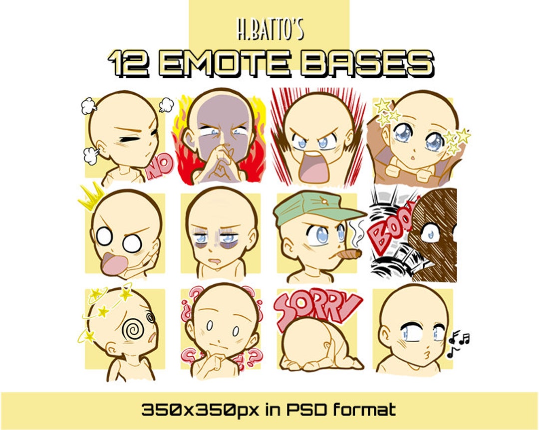 Base Emotes for Twitch or Discord, Draw Your Own Emotes! - Etsy