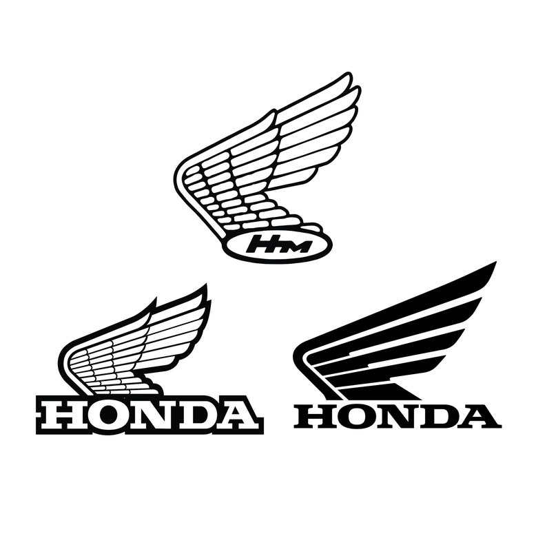 3 PACK SVG File: Honda Motorcycle Vintage Wing Logos L&R + Bonus Logos ...