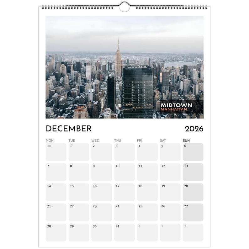 2026 New York City Calendar, NYC Manhattan Skyline Prints - Etsy