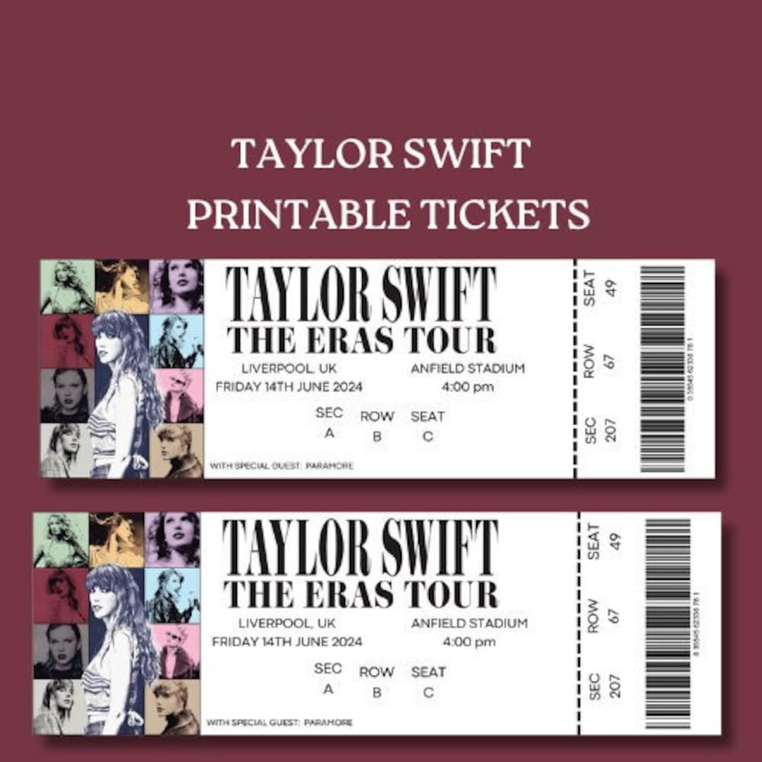 Taylor Swift Eras Tour Printable Ticket Souvenirs - Etsy