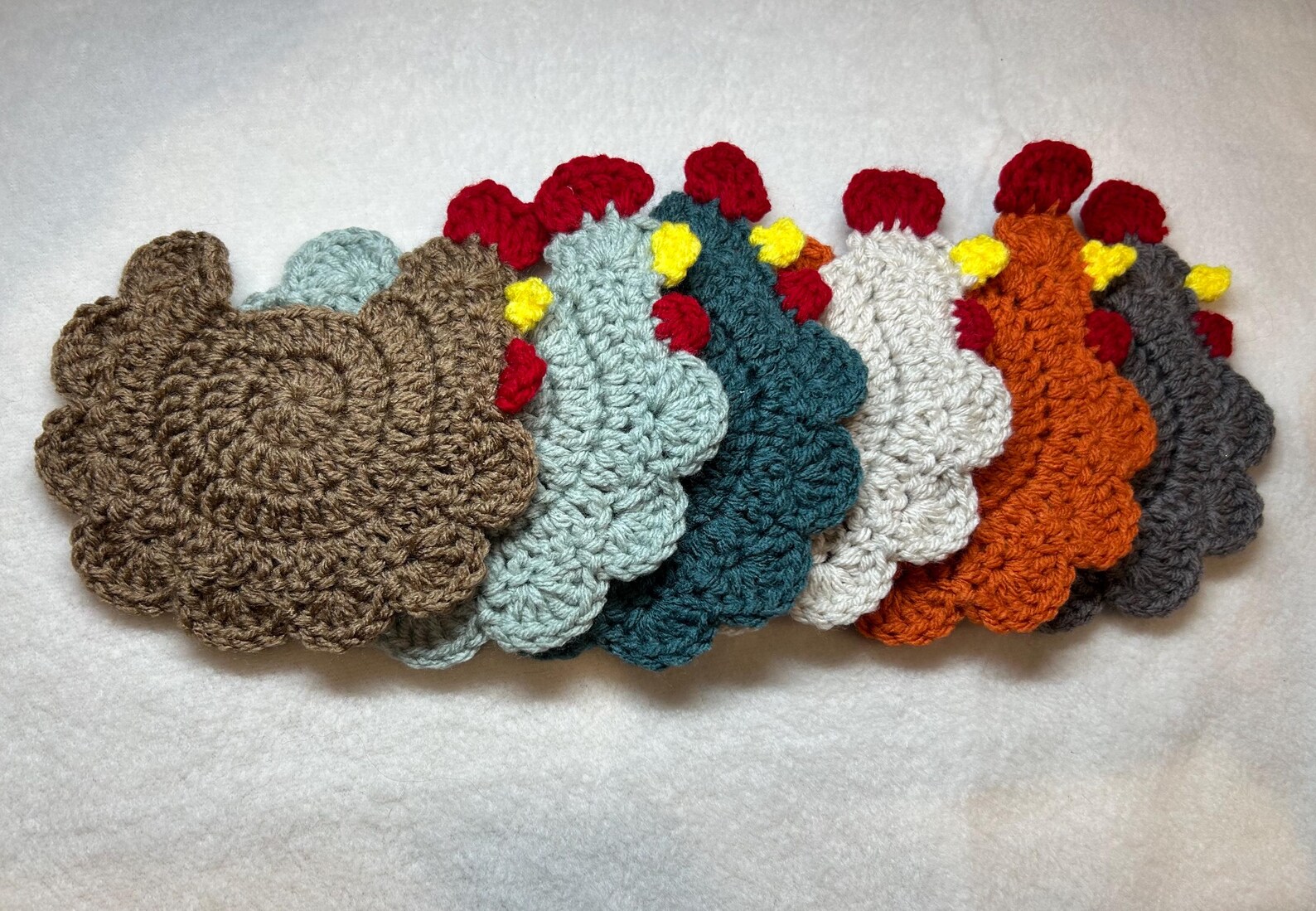 Set of 6 Chicken Coasters / Home Decor / Crochet Chicken / Free ...