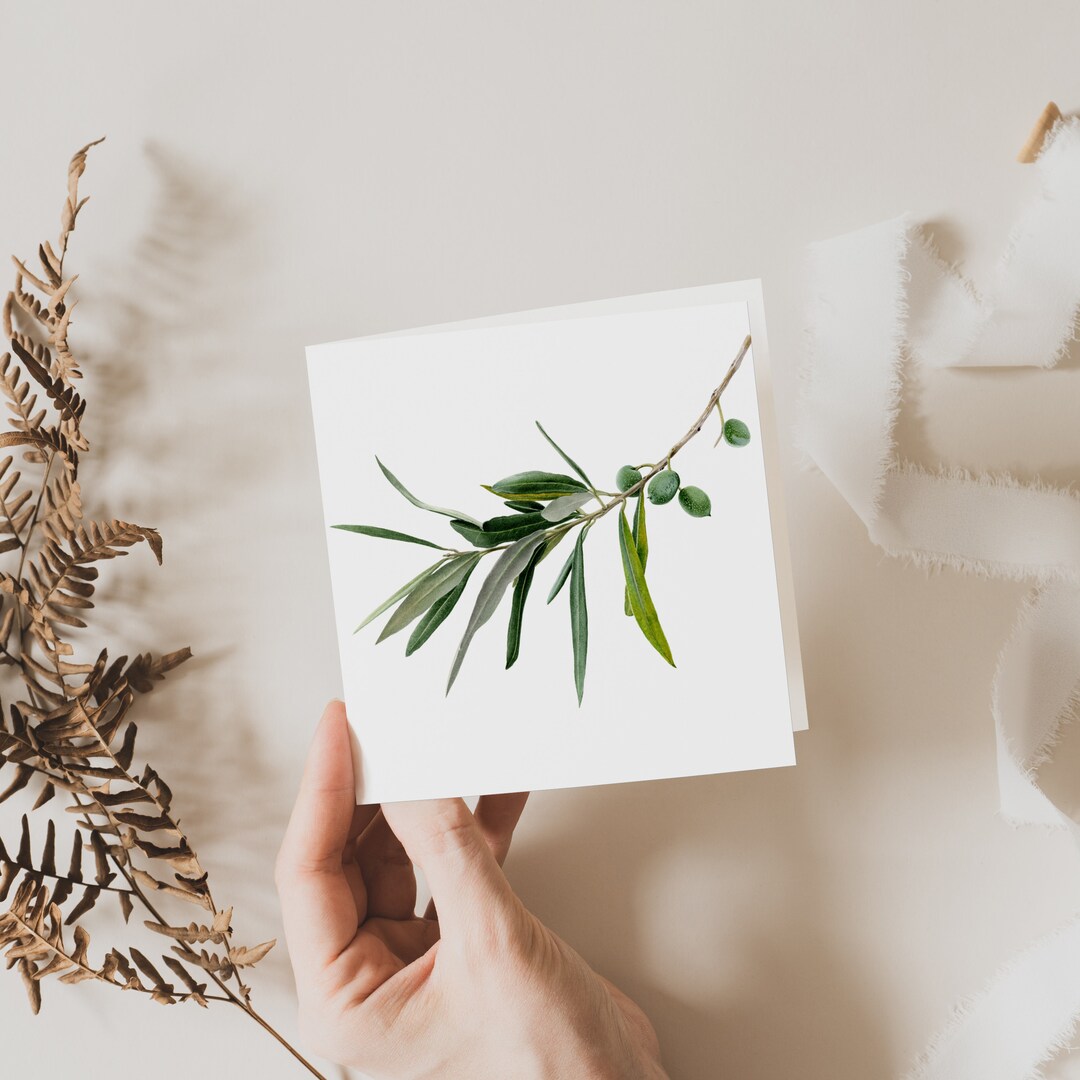 Olive Branch Card, Flower Greeting Card, Gift Card, Blank Inside ...