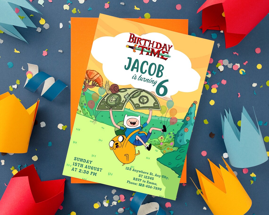 Editable Adventure Time Birthday Invitation Digital,printable Birthday ...
