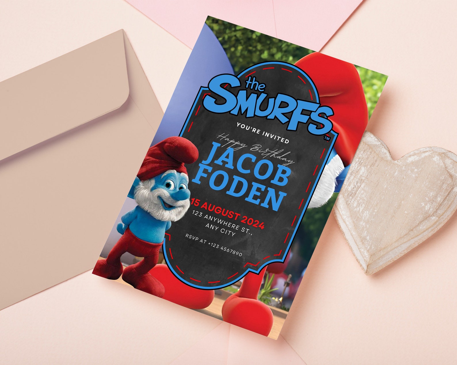 Editable the Smurf Birthday Invitation Digital,printable Smurf Birthday ...