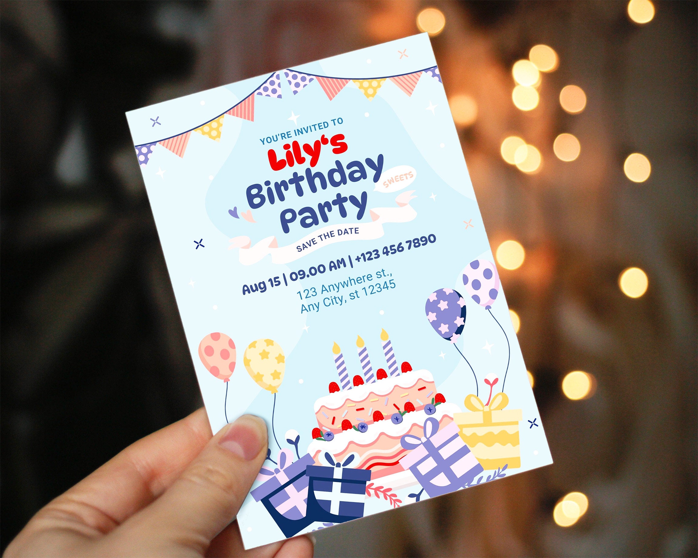 Editable Cute Birthday Invitation Digital,printable Birthday Party ...