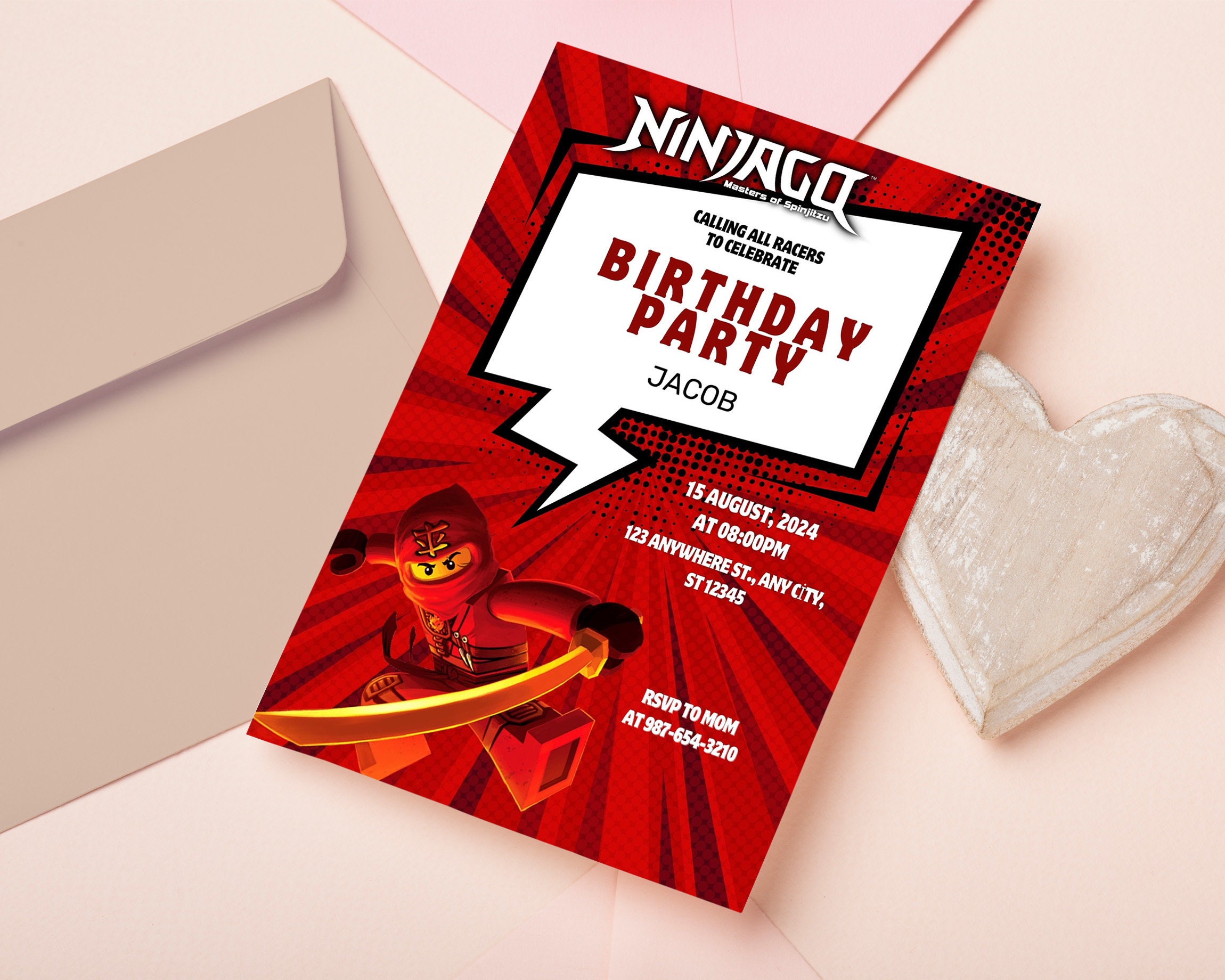 Editable Lego Ninjago Invitation Digital,printable Birthday Party ...