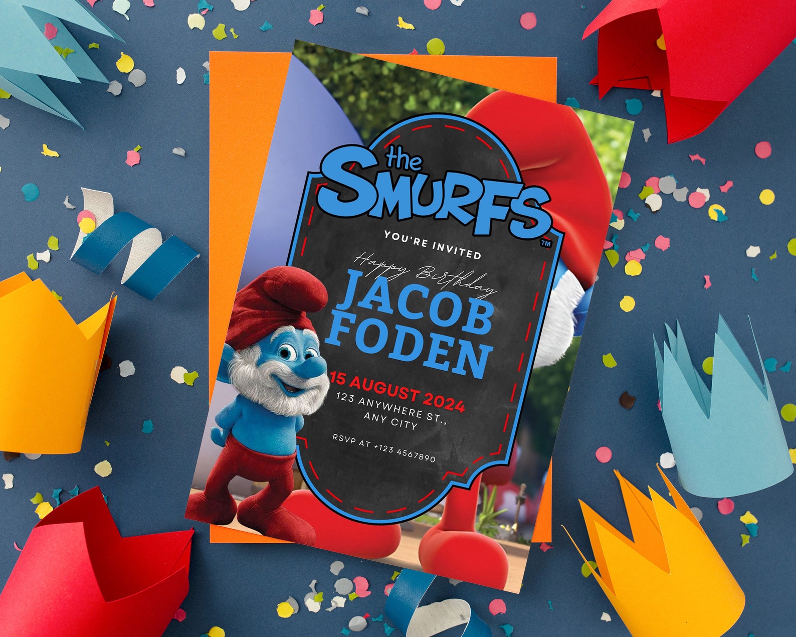 Editable the Smurf Birthday Invitation Digital,printable Smurf Birthday ...