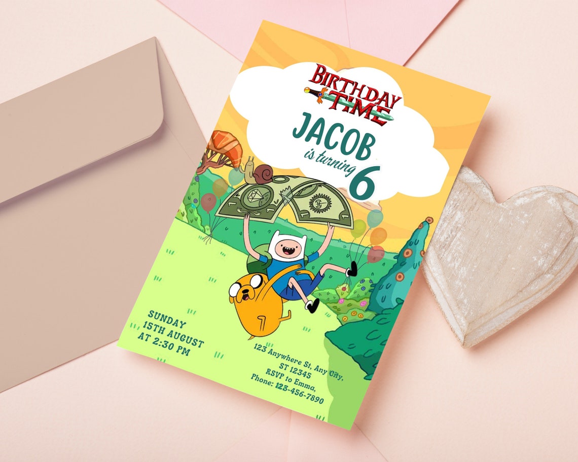 Editable Adventure Time Birthday Invitation Digital,printable Birthday ...