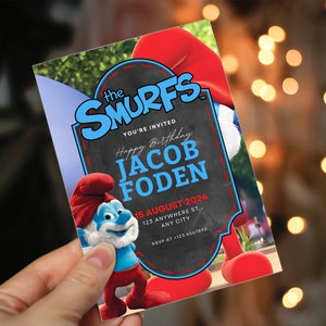 Editable the Smurf Birthday Invitation Digital,printable Smurf Birthday ...