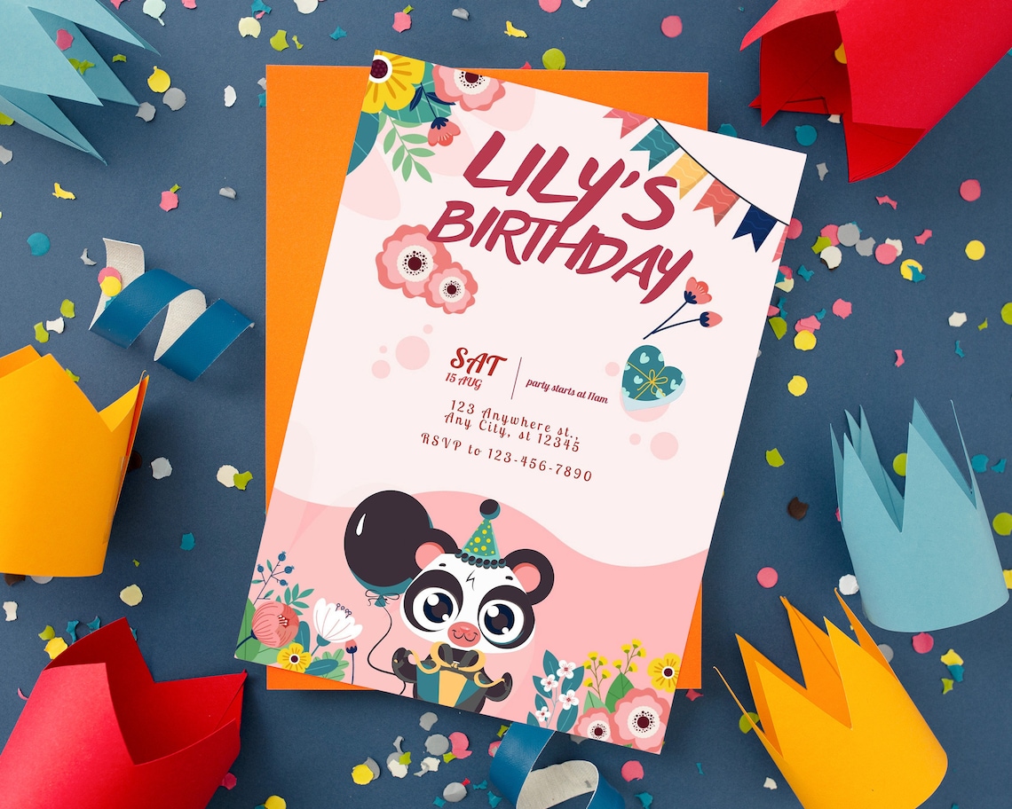 Editable Cute Birthday Invitation Digital,printable Birthday Party ...