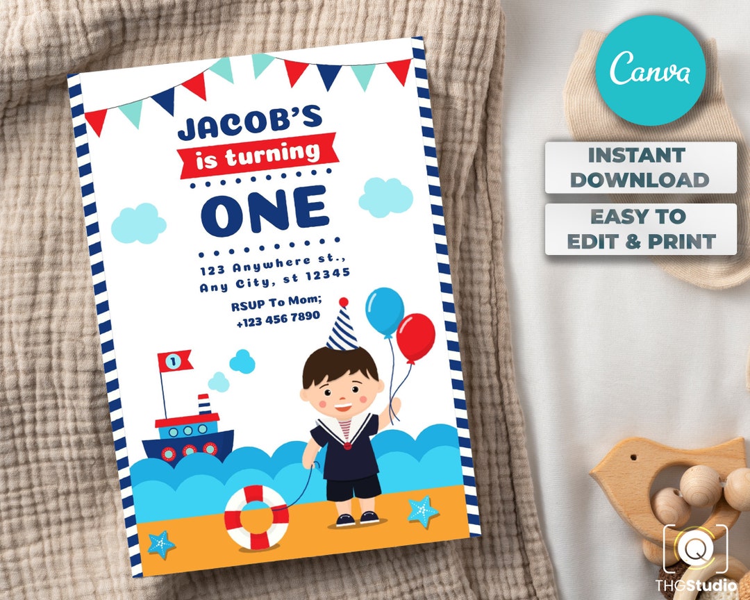 Editable Ship Captain Birthday Invitation Digital,printable Ship ...