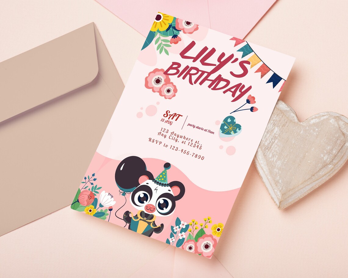 Editable Cute Birthday Invitation Digital,printable Birthday Party ...