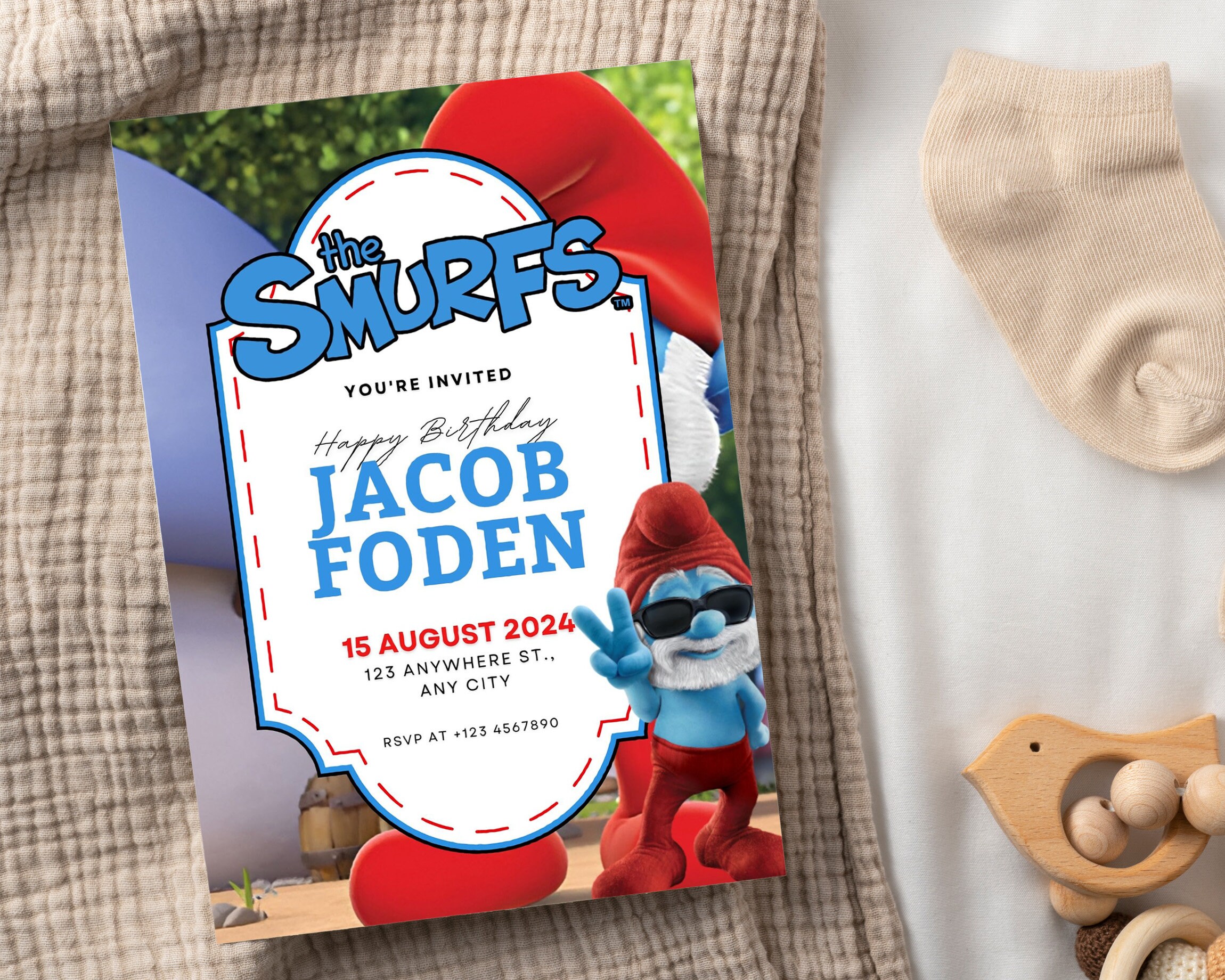 Editable the Smurfs Invitation Digital,printable Birthday Party ...