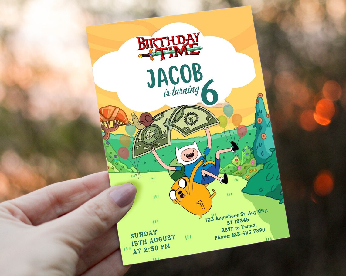 Editable Adventure Time Birthday Invitation Digital,printable Birthday ...