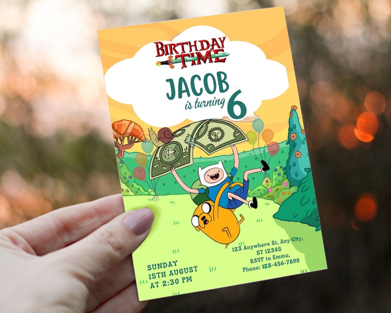 Editable Adventure Time Birthday Invitation Digital,printable Birthday ...
