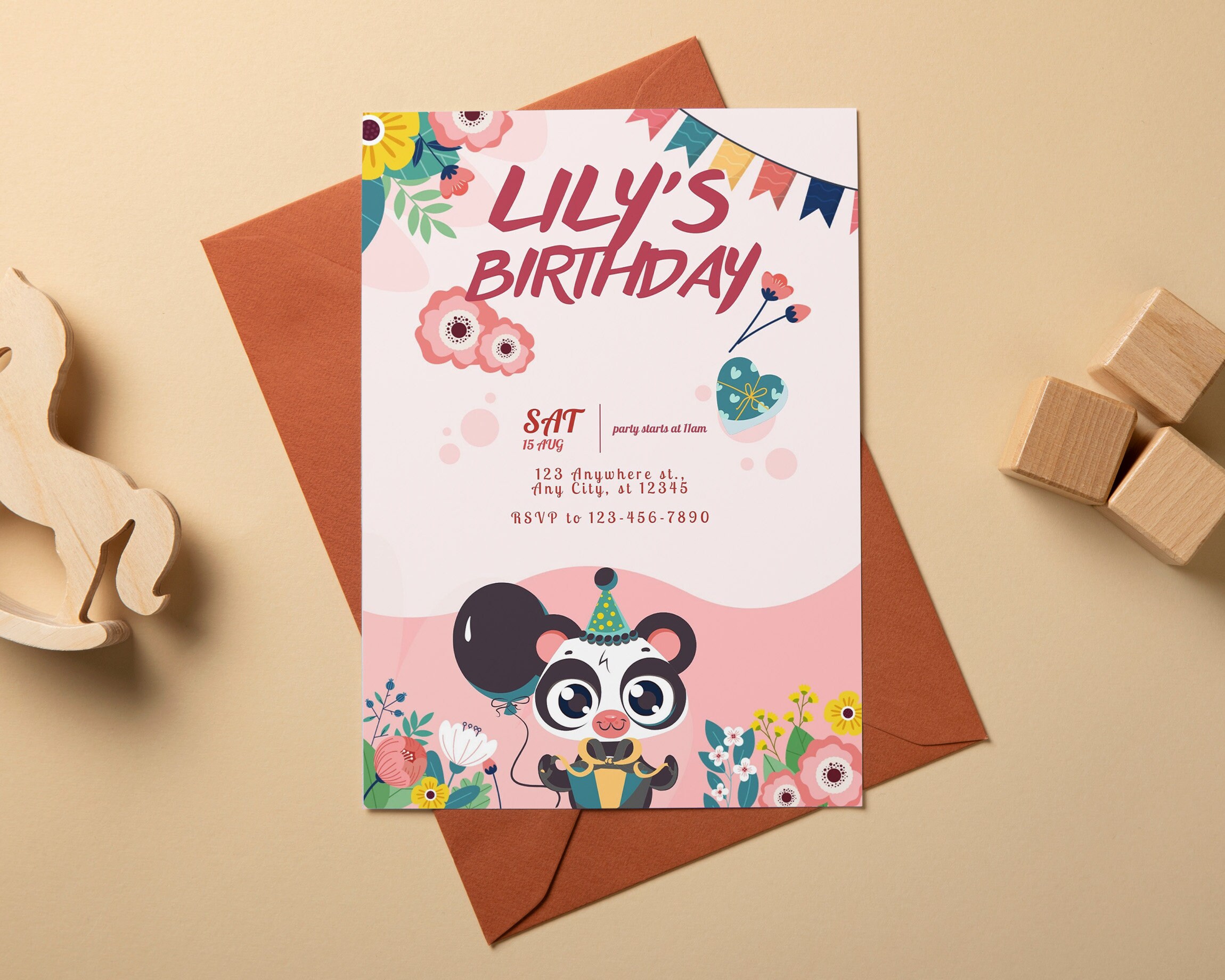 Editable Cute Birthday Invitation Digital,printable Birthday Party ...