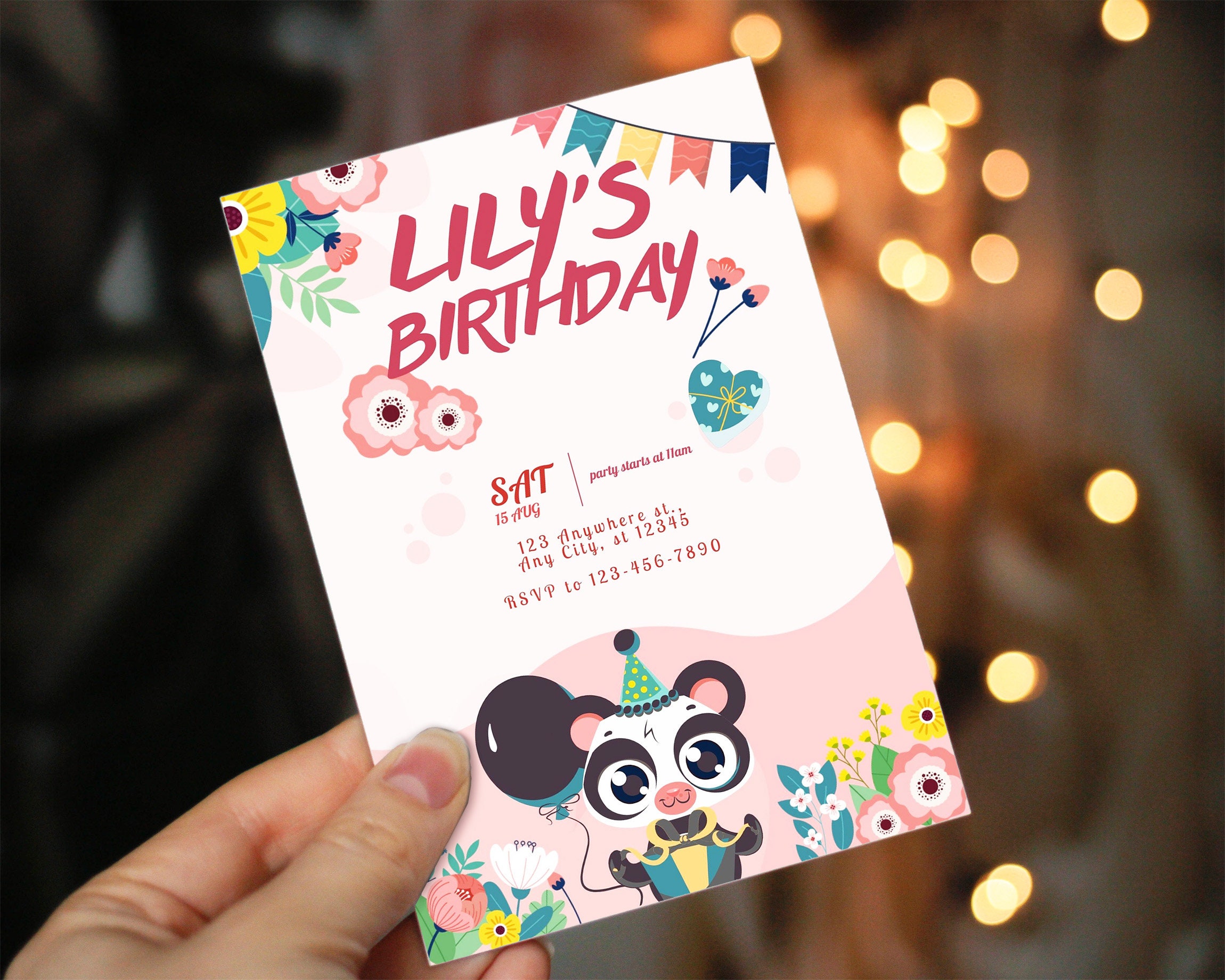 Editable Cute Birthday Invitation Digital,printable Birthday Party ...