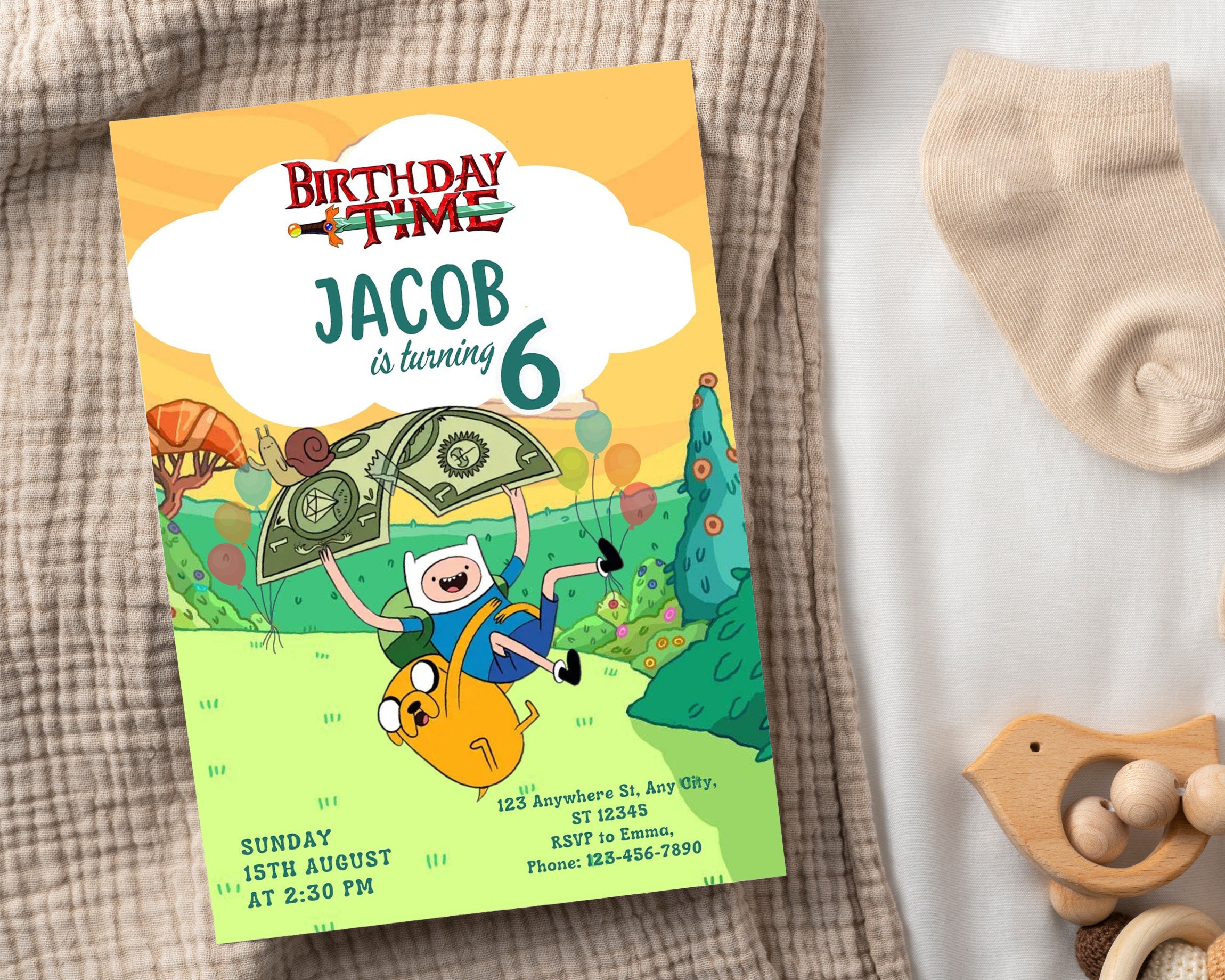 Editable Adventure Time Birthday Invitation Digital,printable Birthday ...