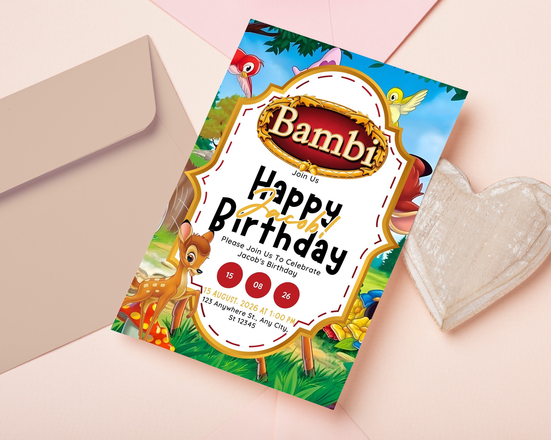 Editable Bambi Animation Invitation Digital,printable Birthday Party ...