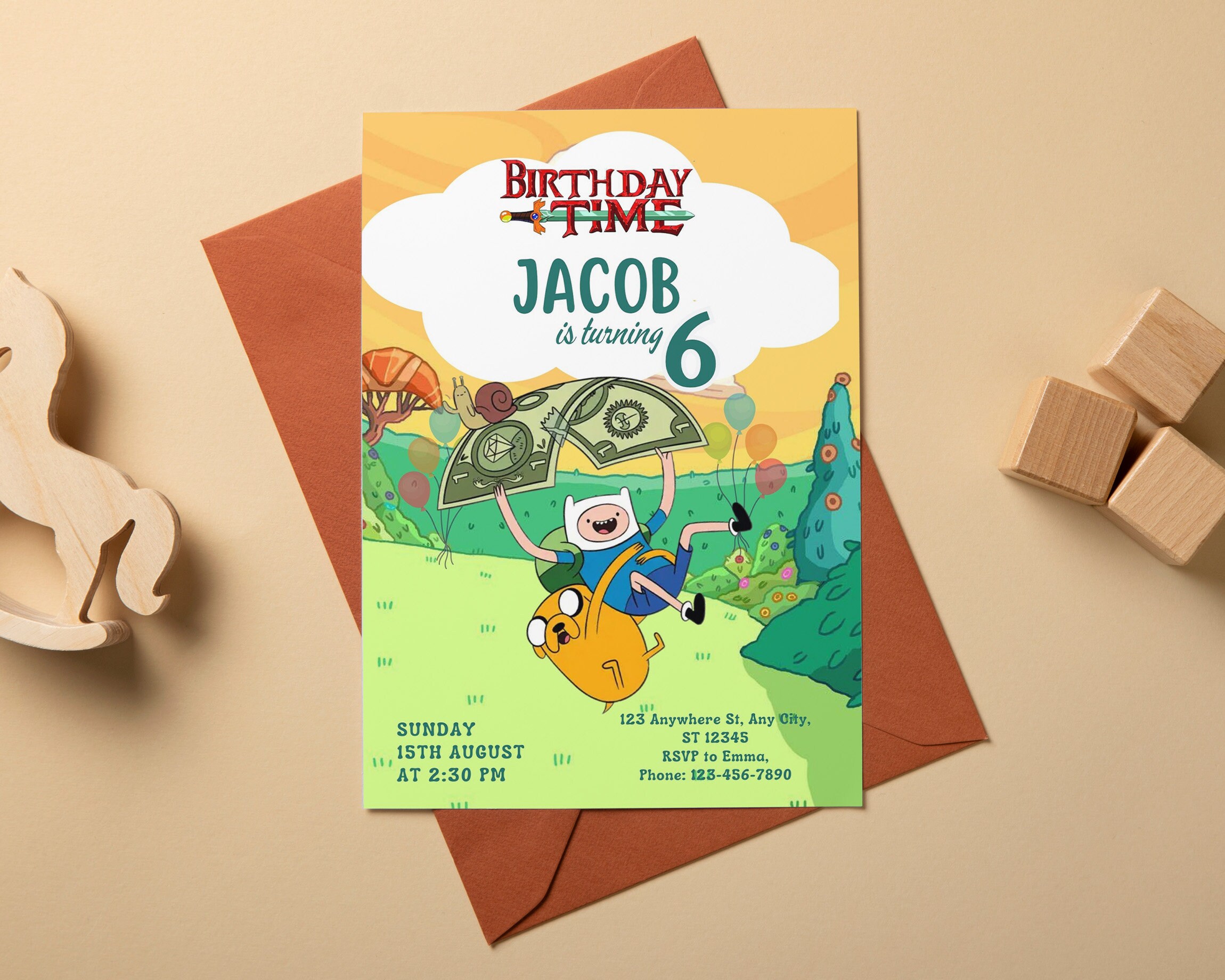 Editable Adventure Time Birthday Invitation Digital,printable Birthday ...