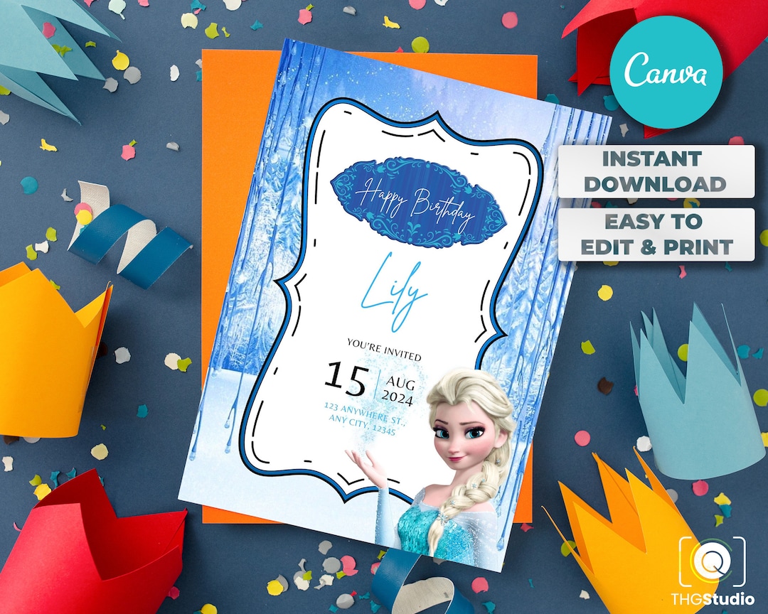Editable Frozen Animation Invitation Digital,printable Birthday Party ...