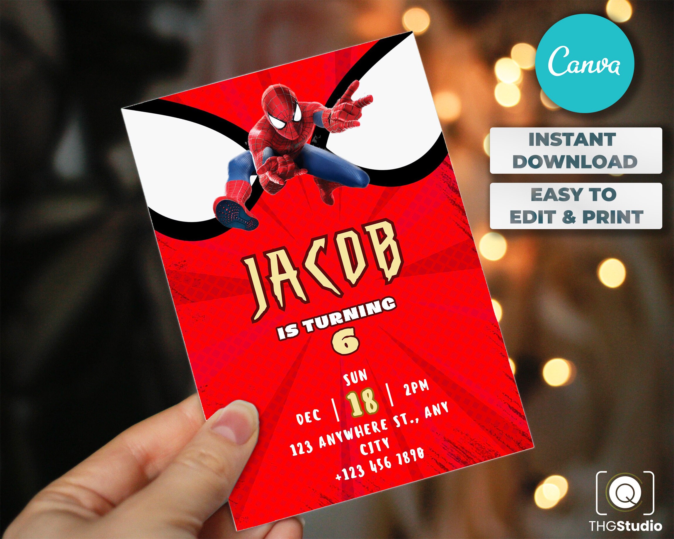Editable Spider Man Birthday Invitation Printable Template,printable ...