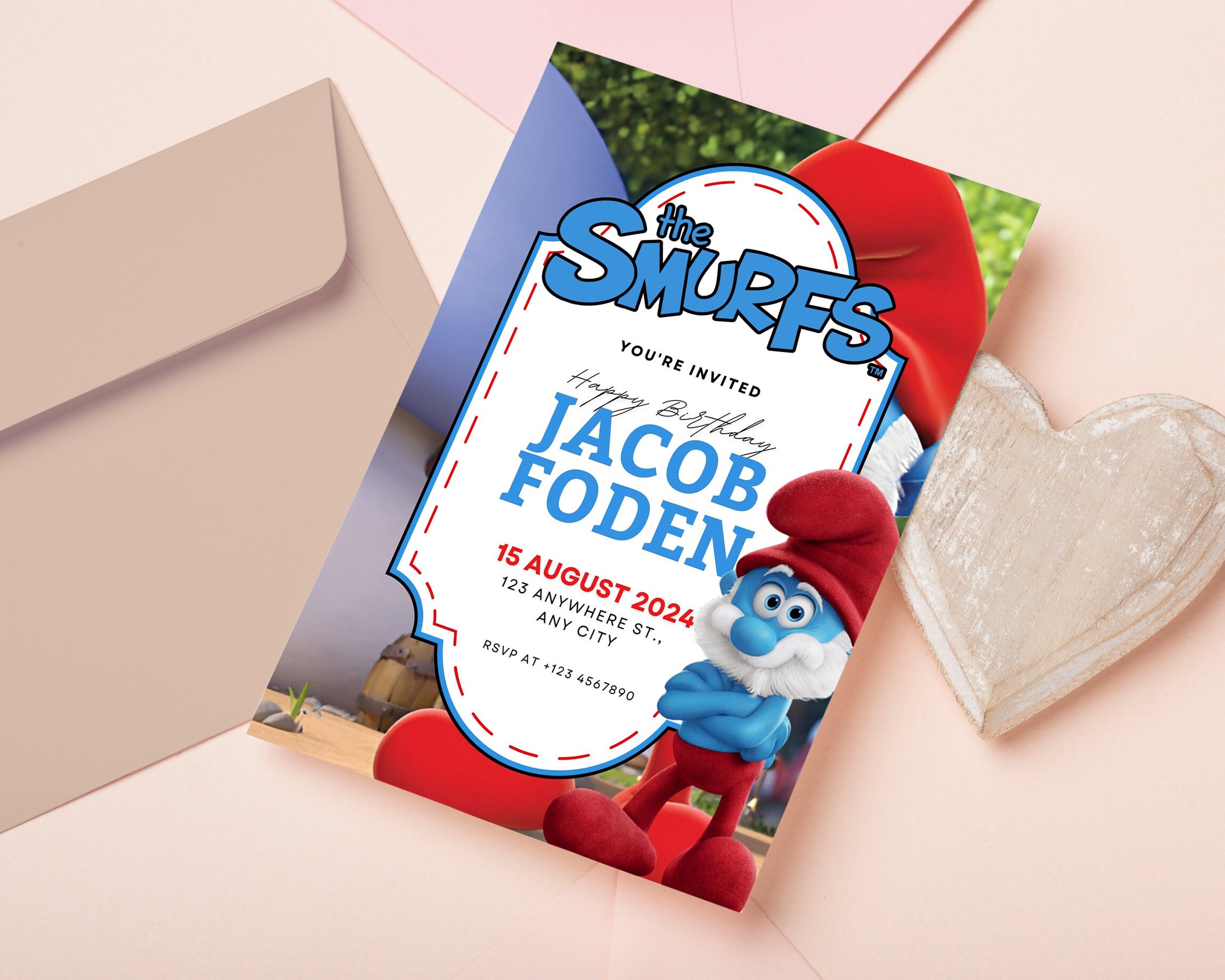 Editable the Smurf Birthday Invitation Digital,printable Birthday Party ...