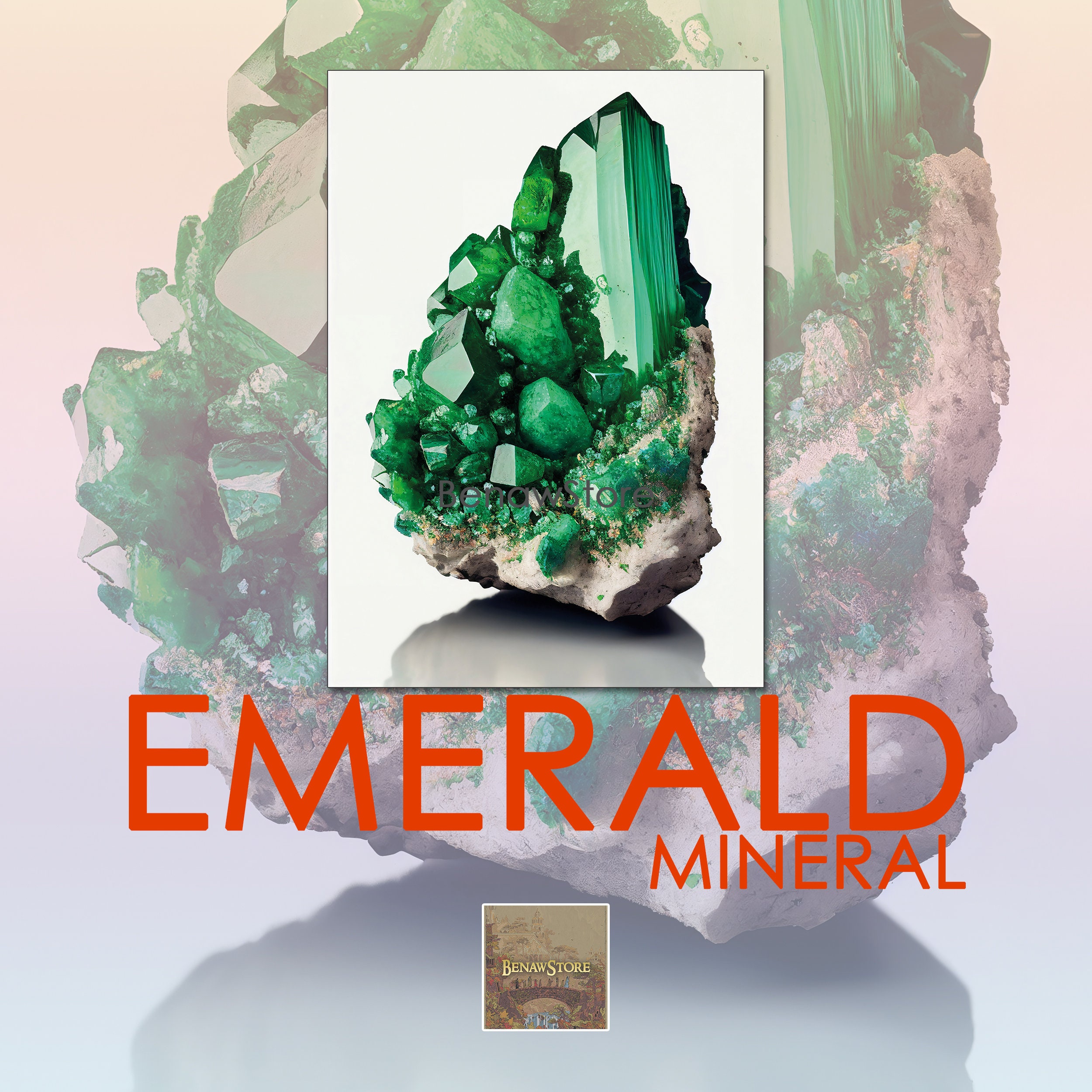 Mineral Chart Emerald Minimalist Print Illustration Printable Wall Art ...