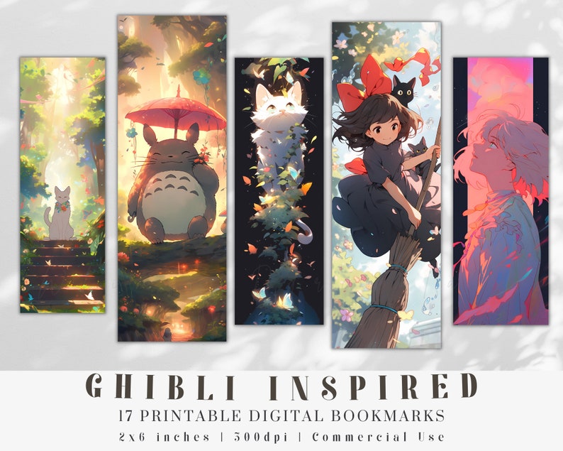 17 Digital Ghibli Inspired Printable Bookmarks Digital - Etsy