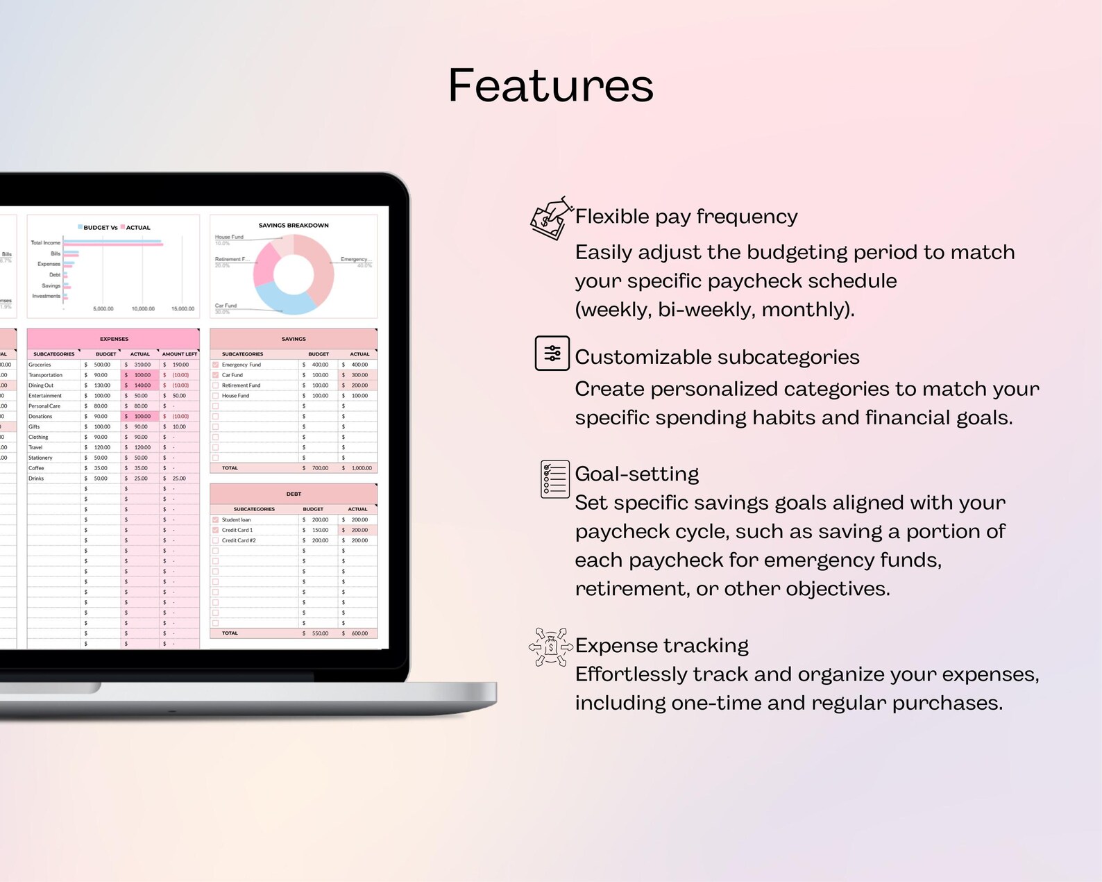 Budget Planner Google Sheet Monthly Budget Spreadsheet Paycheck Budget ...