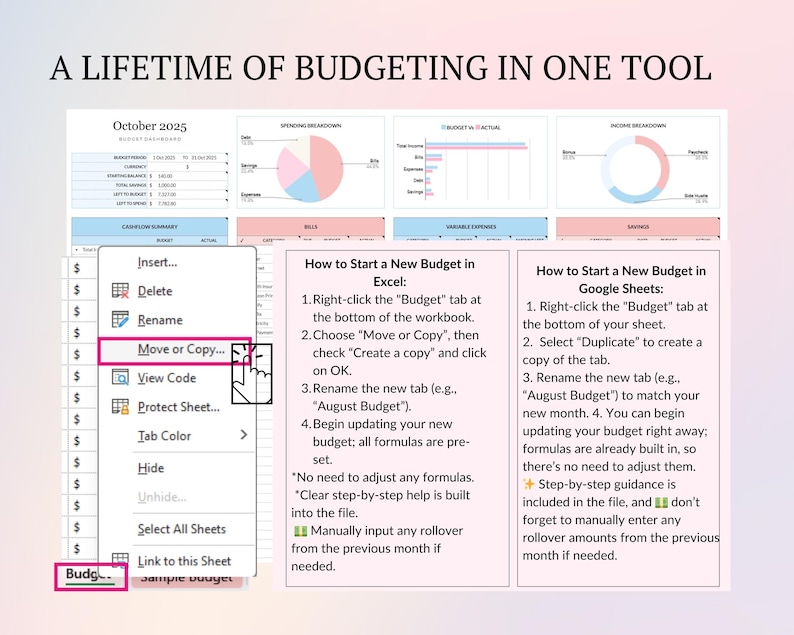 Budget Planner Google Sheet Monthly Budget Spreadsheet Paycheck Budget ...