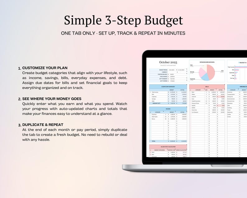 Budget Planner Google Sheet Monthly Budget Spreadsheet Paycheck Budget ...