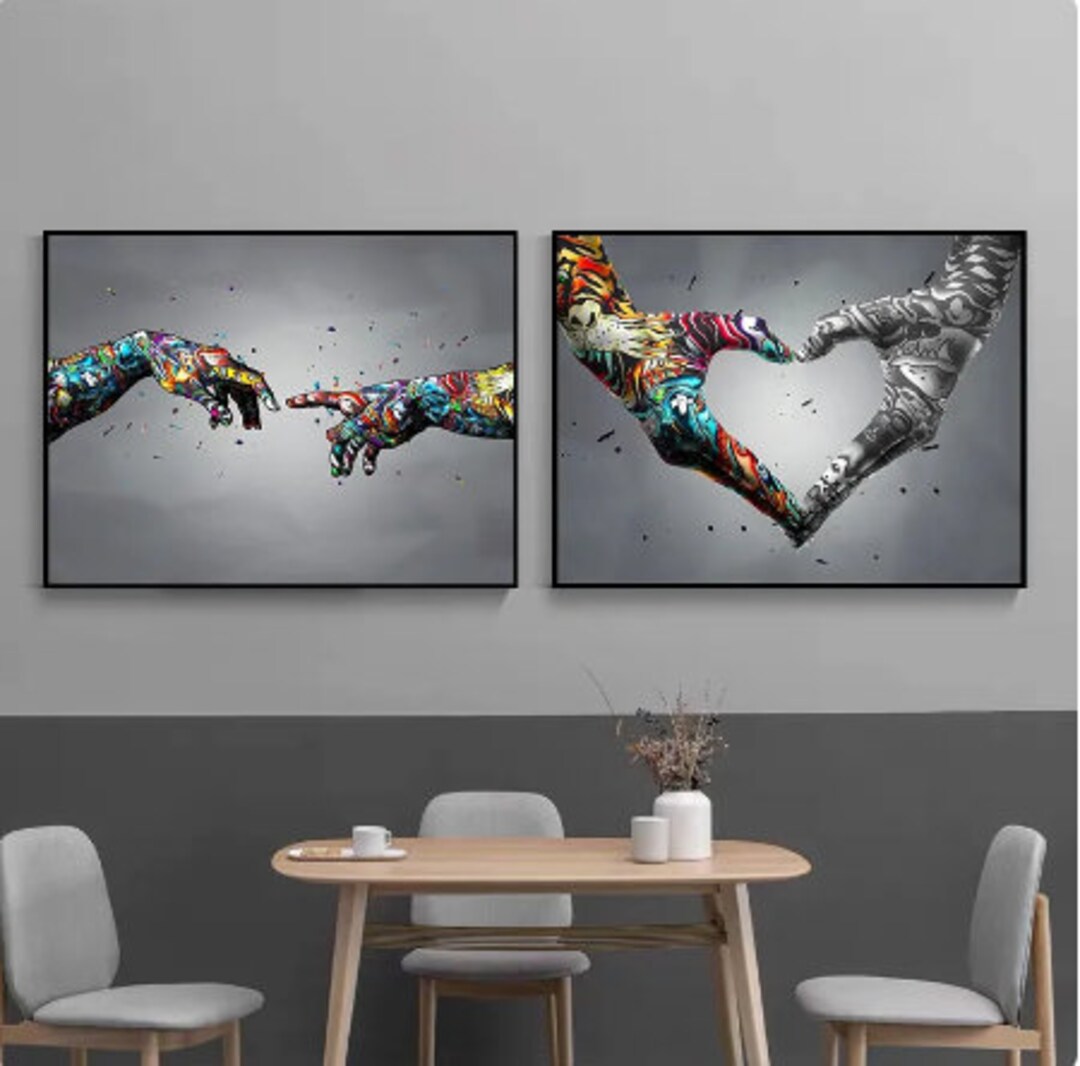 Street Art Banksy Graffiti Hands to Hands Canvas Painting - Etsy