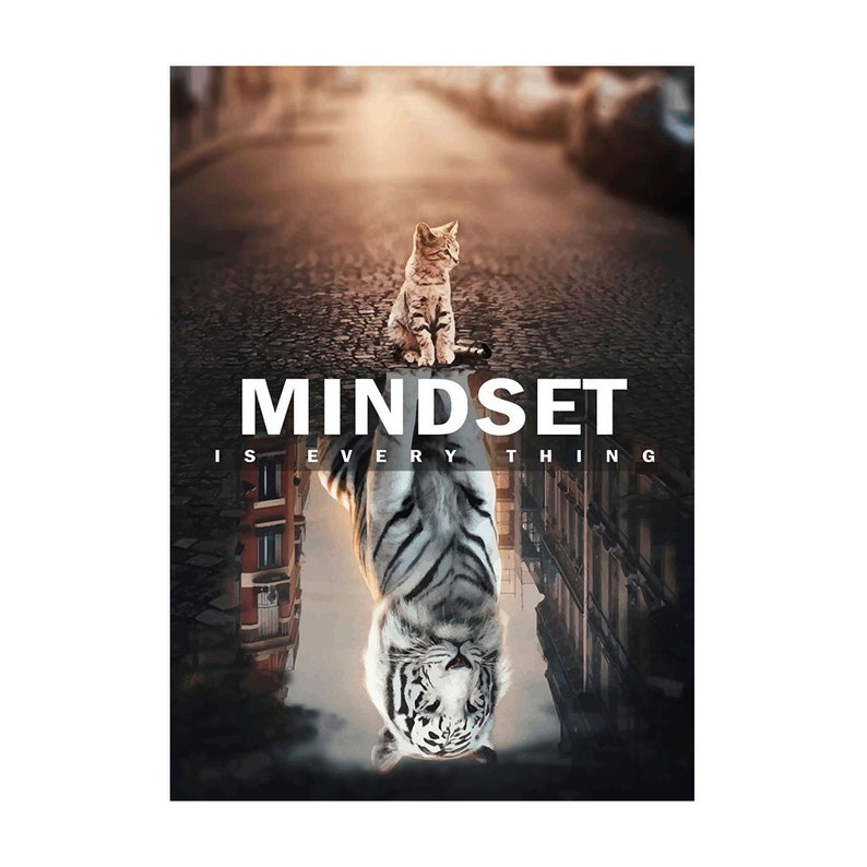 Wall Art Tiger Cat Poster Animal Picture Canvas Painting Mindset is ...