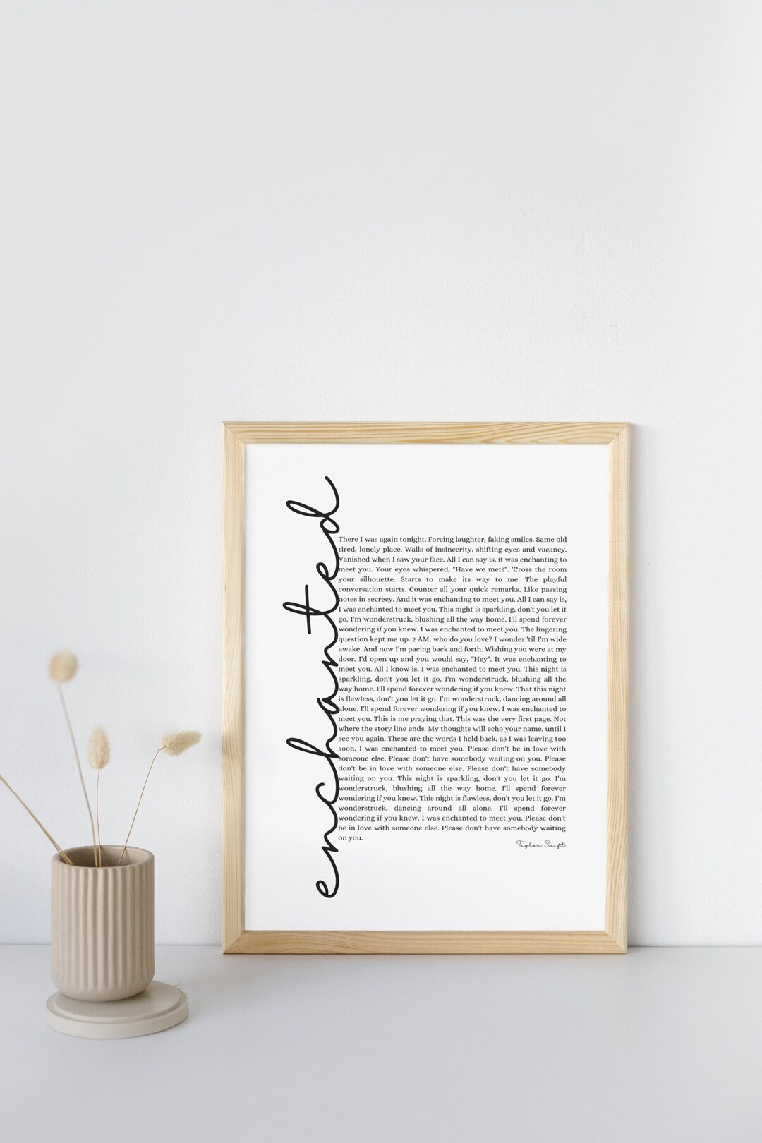 Taylor Swift Lyrics Poster Enchanted Digital Print Download Swiftie ...