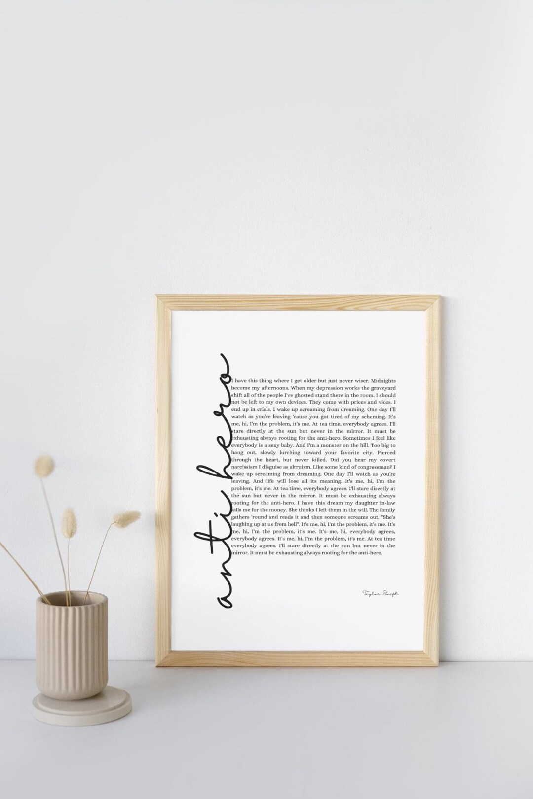 Taylor Swift Lyrics Poster Anti Hero Digital Print Download Swiftie ...