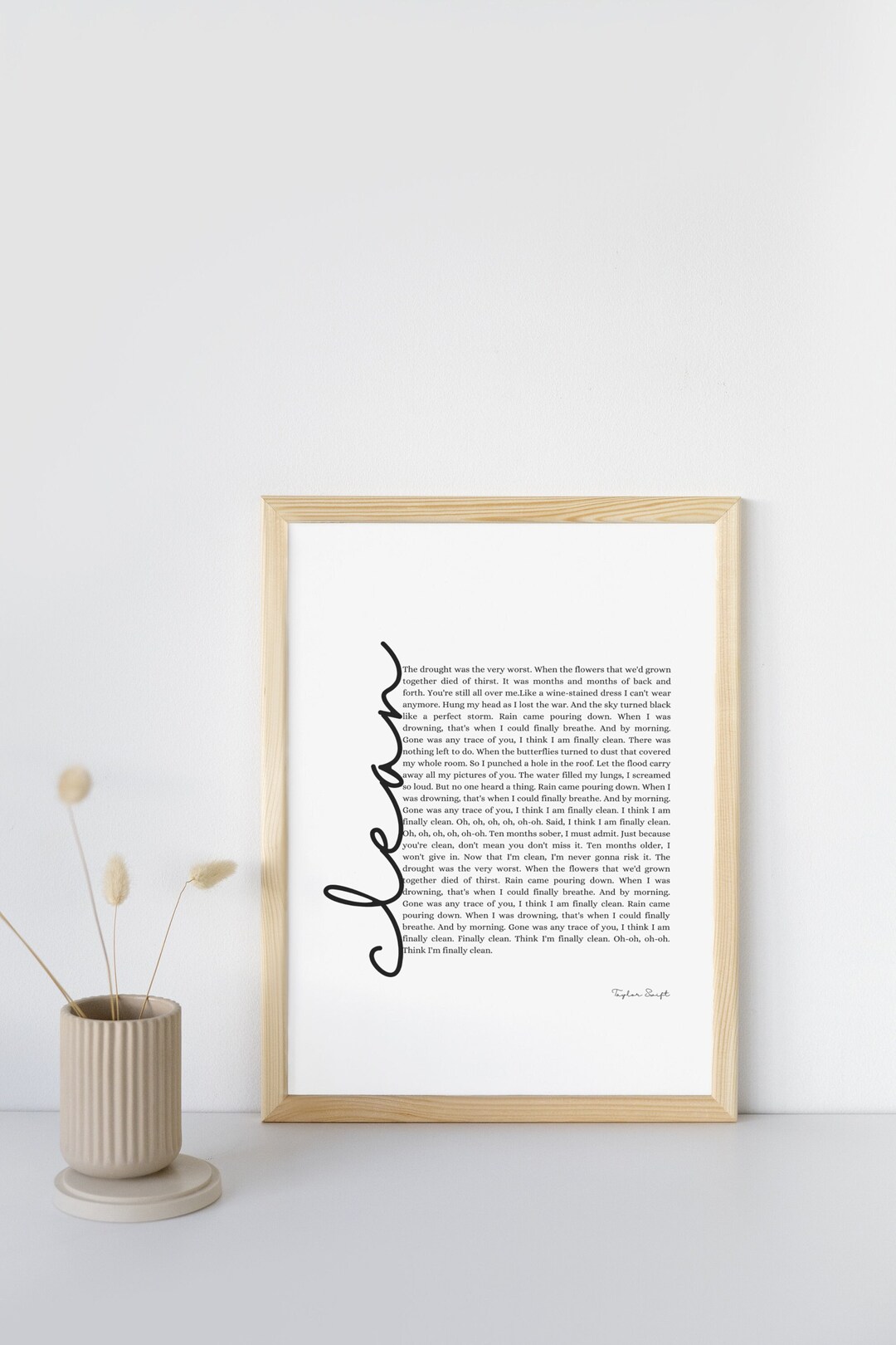 Taylor Swift Lyrics Poster Clean Digital Print Download Swiftie Merch ...