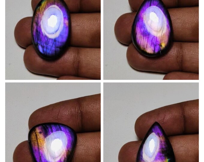 High Grade Purple Flashy Labradorite Cabochon / Unique Labradorite Mix ...