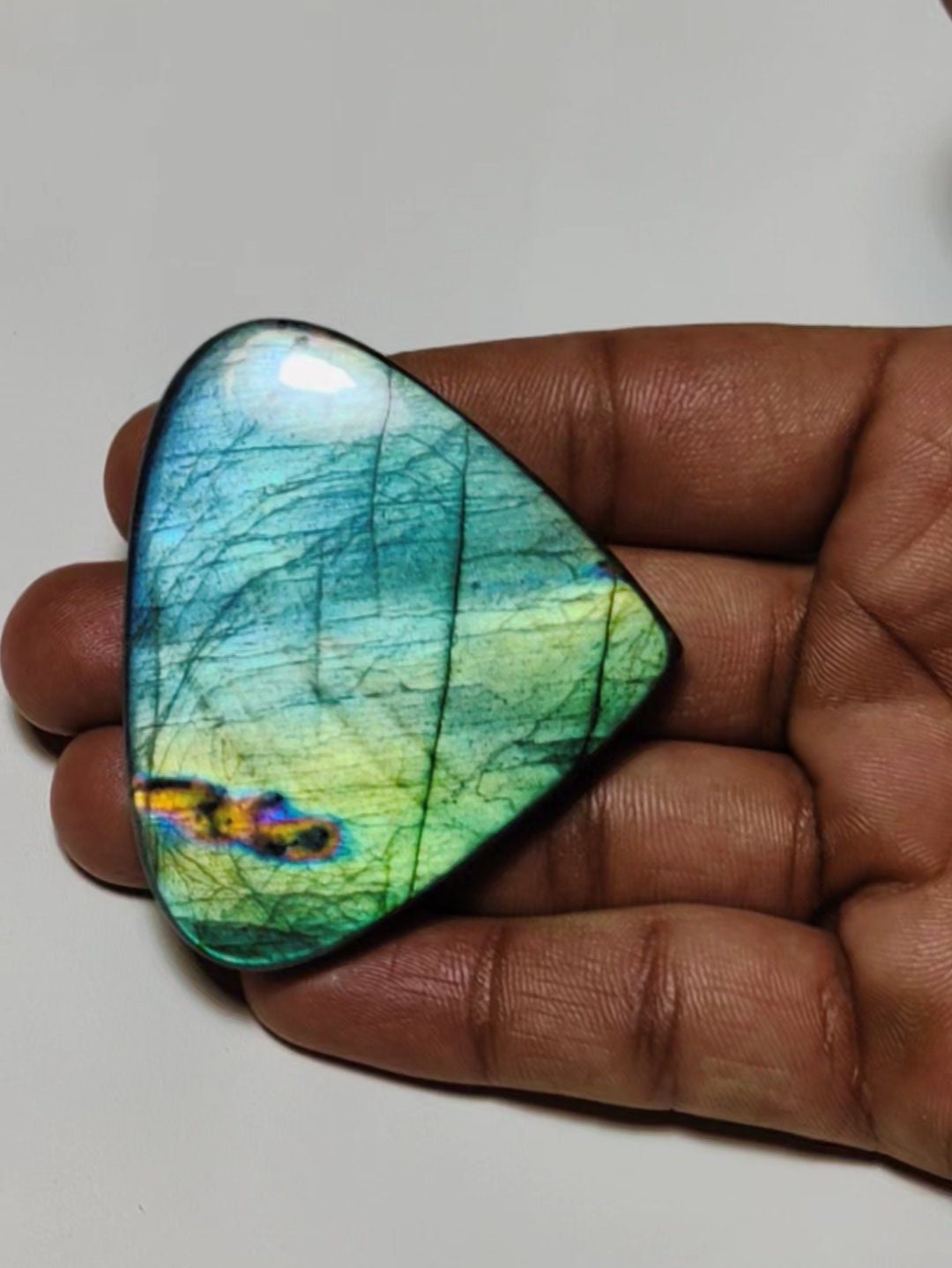 Beautiful!! AAA++ Quality Green Flashy Labradorite Cabochon Heart Shape ...